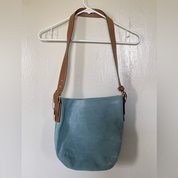 Coach | Bags | Vintage Coach Blue Suede Bucket Bag Cross Body | Poshmark